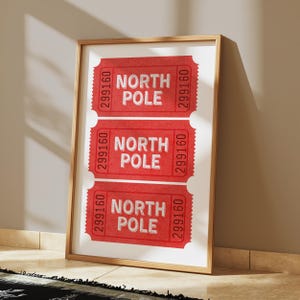 North Pole Ticket Christmas Print: Holiday Home Decor (digital) - Etsy