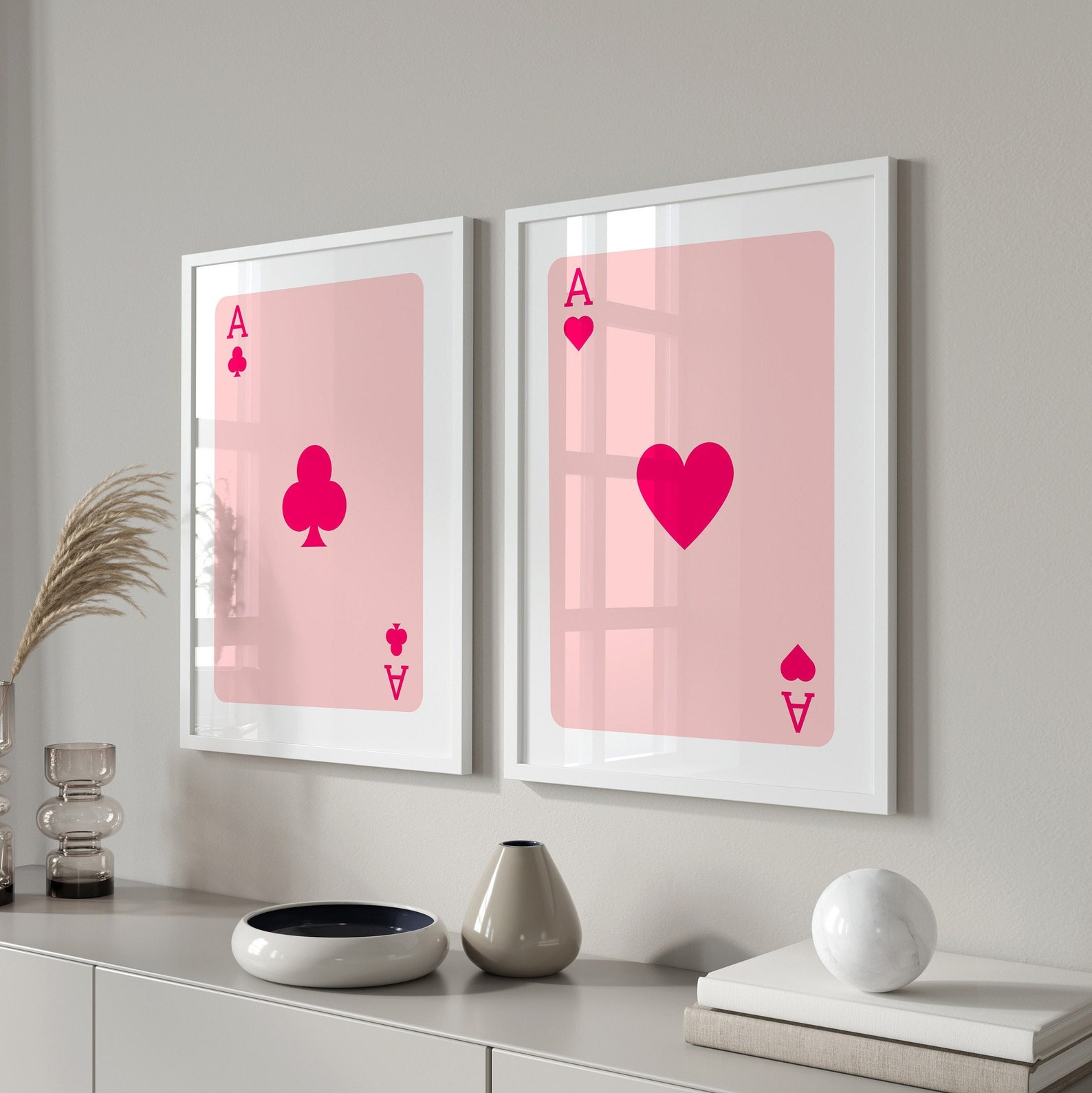 Ace Card Set of 4 Playing Card Poster Trendy Wall Art Funny - Etsy