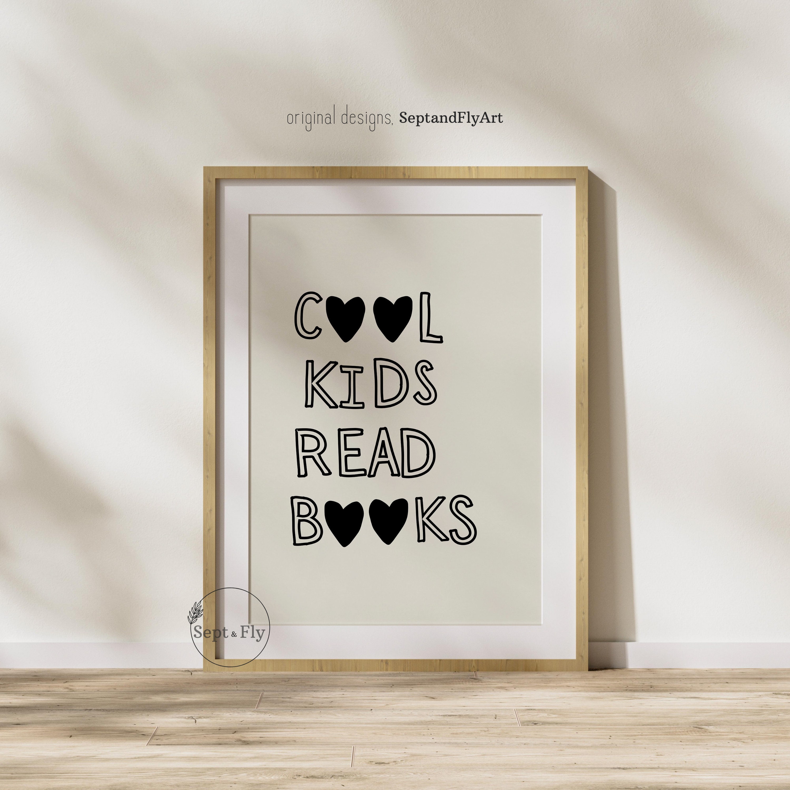 Cool Kids Read Books Print Kids Reading Book Playroom Wall Decor ...
