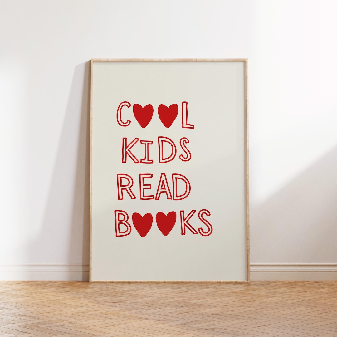 Cool Kids Read Books Print Kids Reading Book Playroom Wall Decor ...