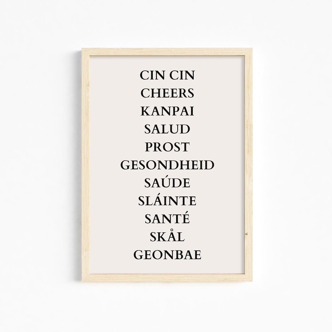 Cheers in Different Languages Print, Cheers Poster, Printable Cheers ...