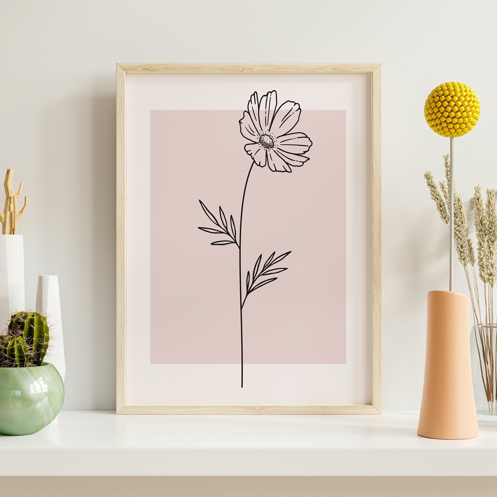 Pink Wall Art Set of 3 Botanical Wall Decor Plant Wall Art - Etsy UK