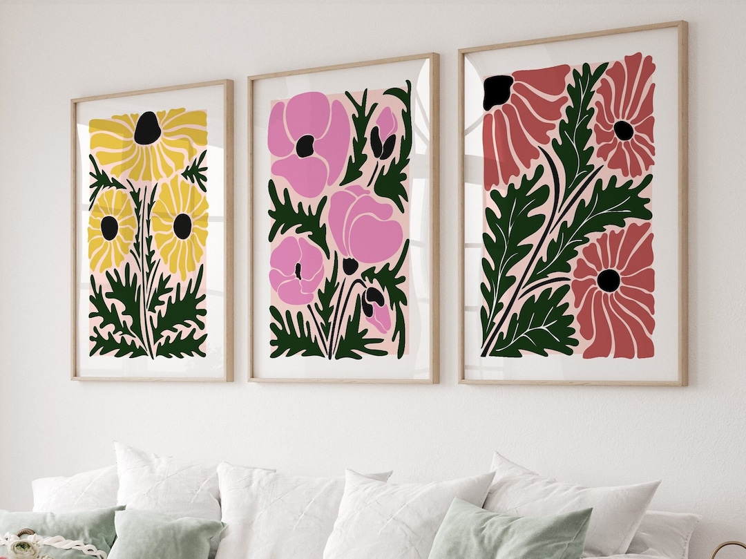 Flower Poster Set of 3, Botanical Print, Trendy Poster, Blooming Flower ...