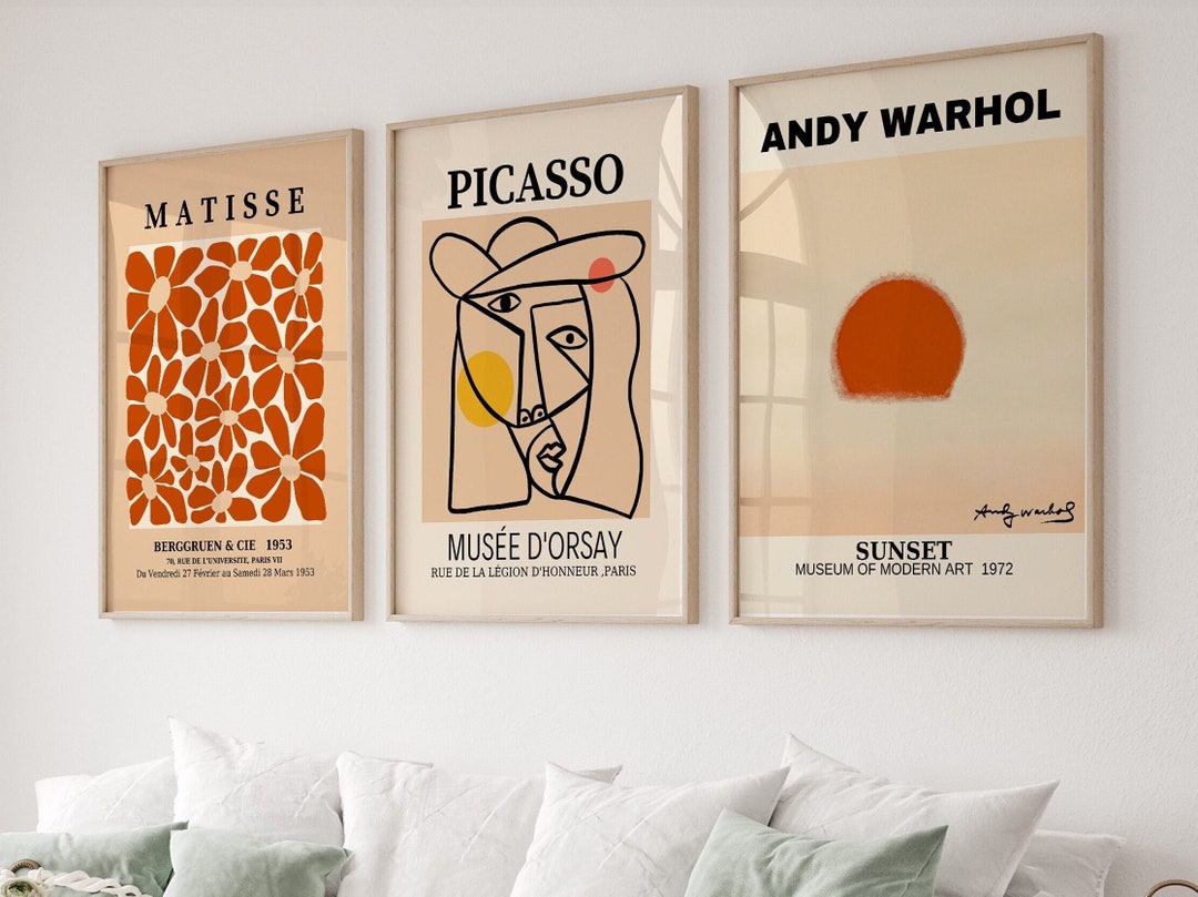 Gallery Wall Art Set of 3 Prints, Picasso Print, Andy Warhol Poster ...