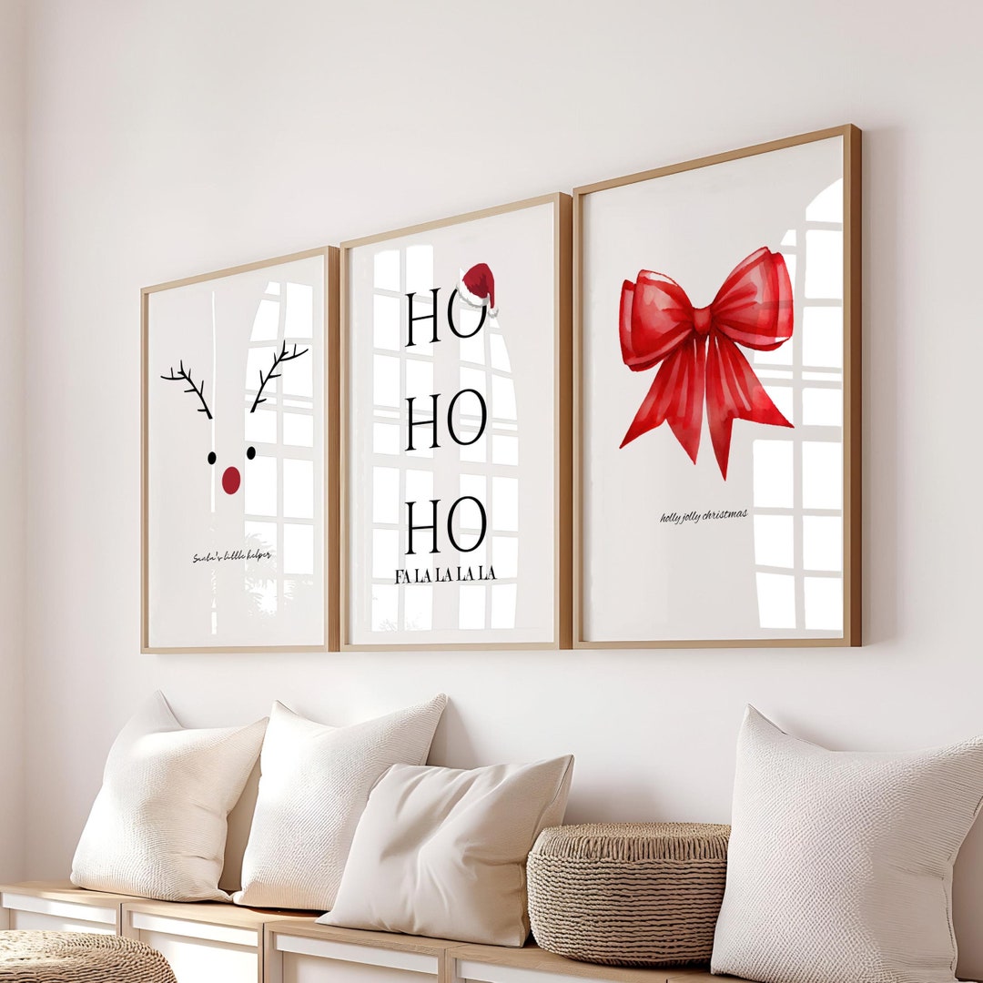Christmas Printable Gallery Wall Art, Set of 3 Xmas Art Prints ...