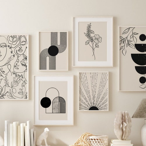 Navy Blue Mid Century Modern Geometric Art Set of 3 Prints - Etsy