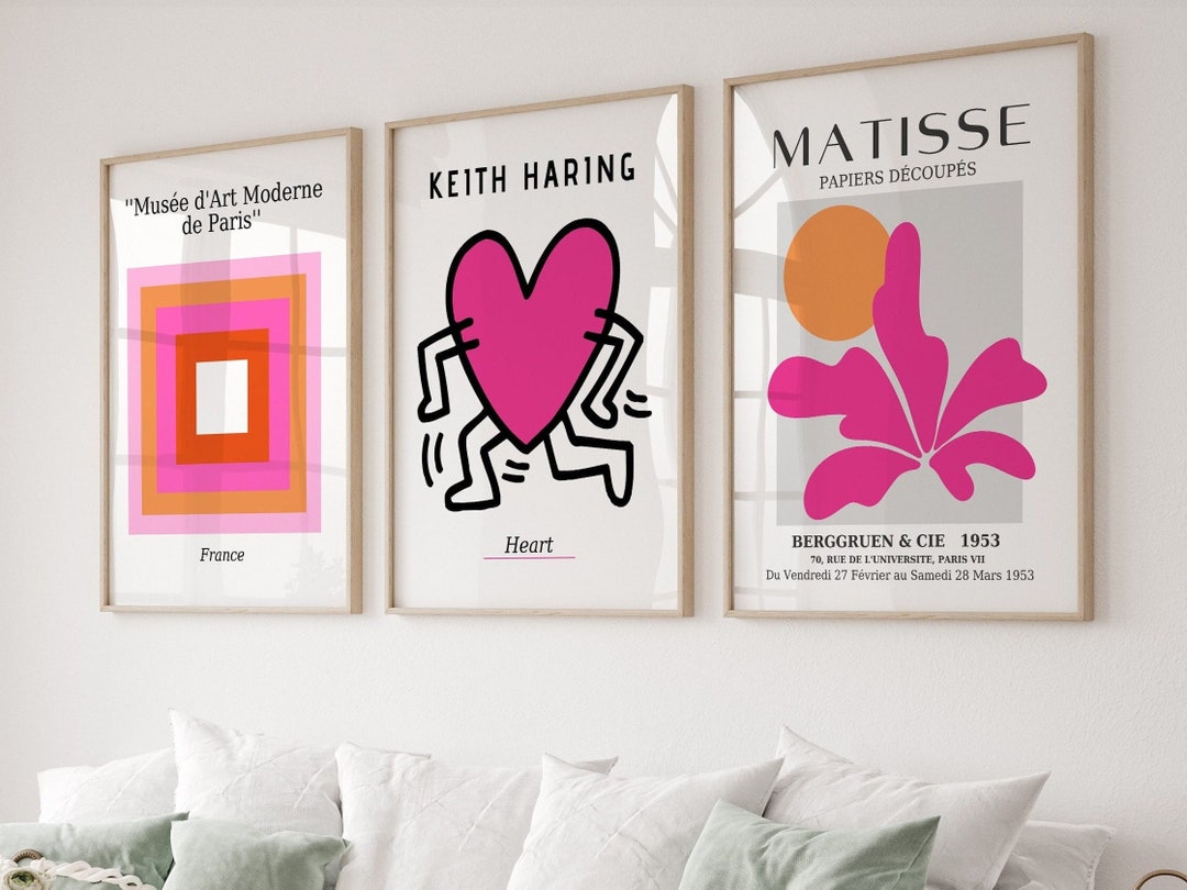 Buy Set of 3 Digital Art, Keith Love Poster, Pink Orange Color Block ...