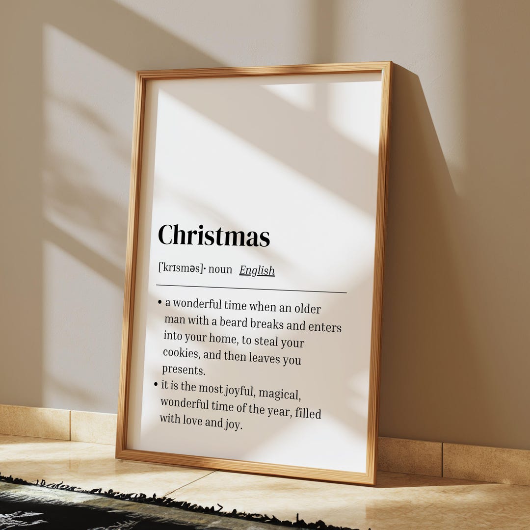 Christmas Definition Print Christmas Wall Art Printable Christmas Art ...