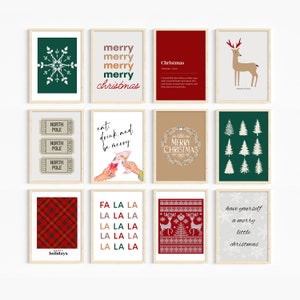 Christmas Printable Gallery Wall Art Bundle, Set of 16 Xmas Art Prints ...