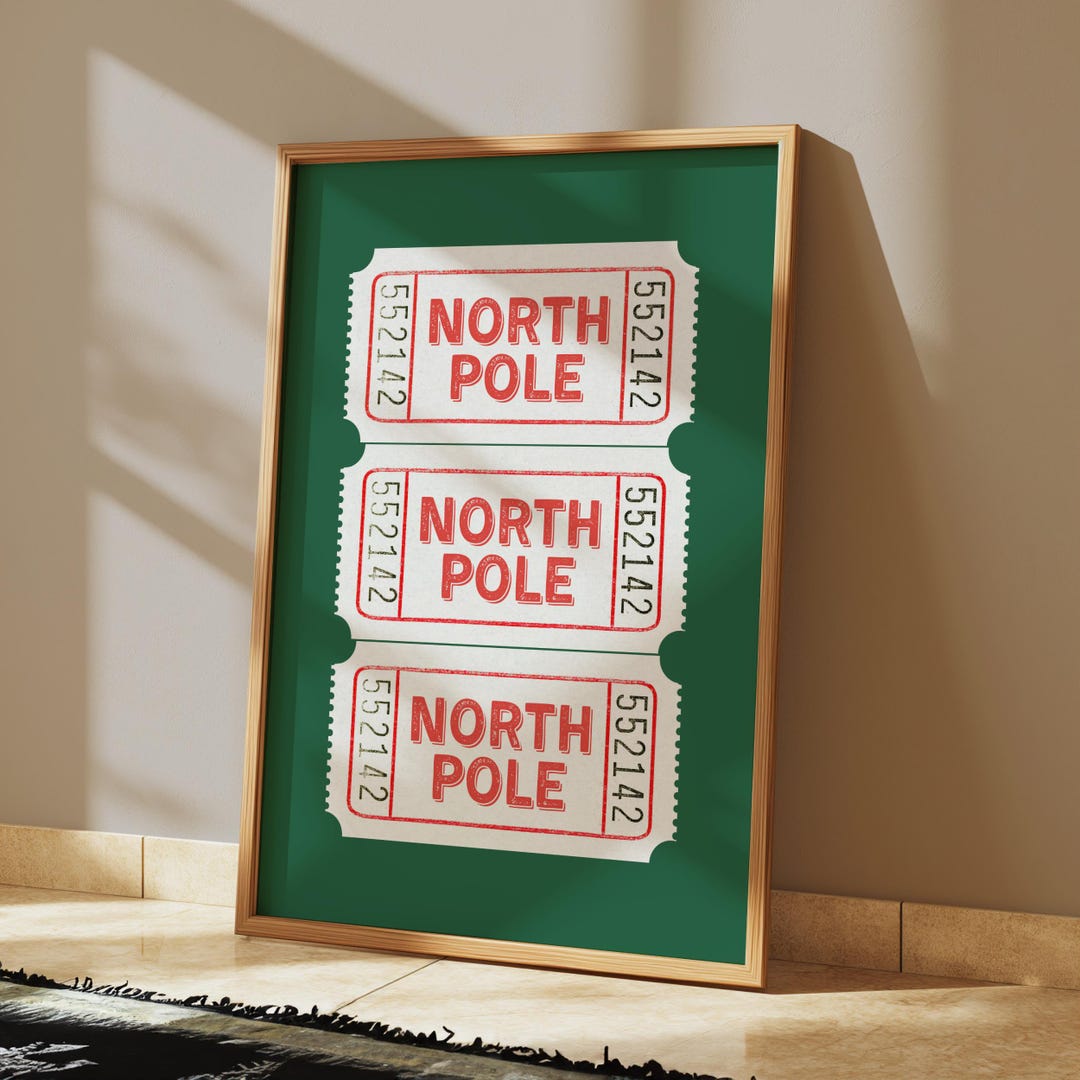 North Pole Ticket Print Christmas Decoration Christmas Printable Wall ...