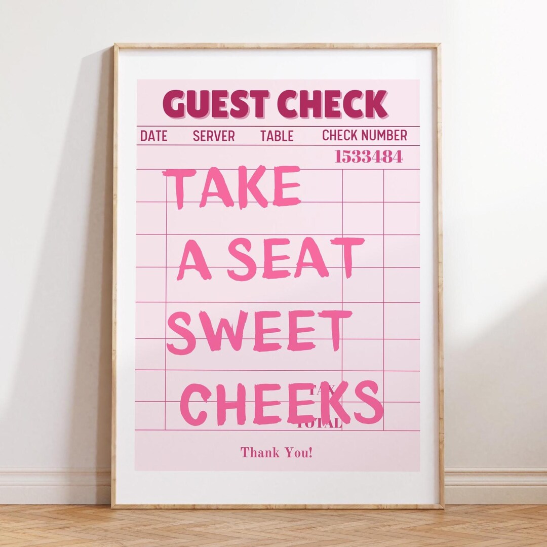 Sweet Cheeks Bathroom Print: Pink Guest Check Art (digital Download) - Etsy