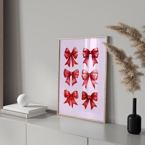 Trendy Red Bows Wall Art Set of 3 Preppy Poster College Apartment Decor ...