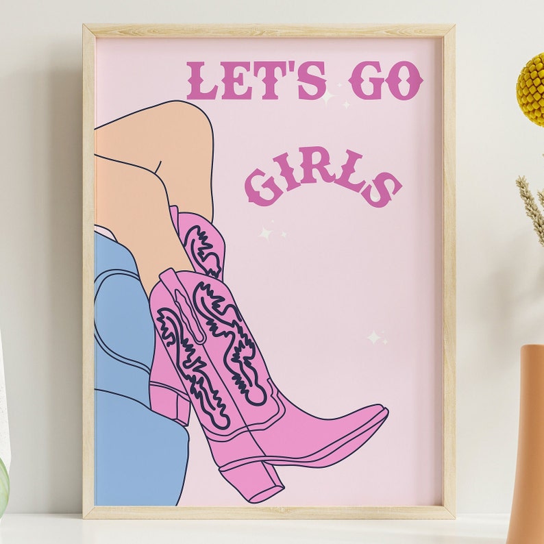 Cowgirl Poster Pink Rodeo Poster Print Retro Style Poster - Etsy