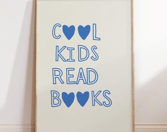 Cool Kids Read Books Print Kids Reading Book Playroom Wall Decor ...