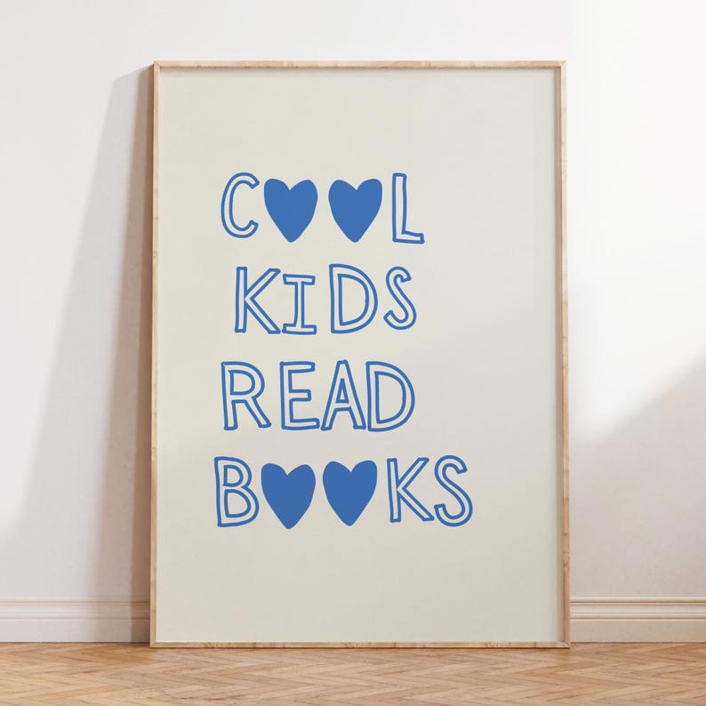 Cool Kids Read Books Print Kids Reading Book Playroom Wall Decor ...