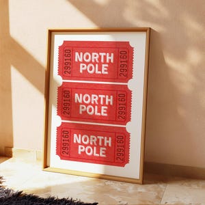 North Pole Ticket Christmas Print: Holiday Home Decor (digital) - Etsy
