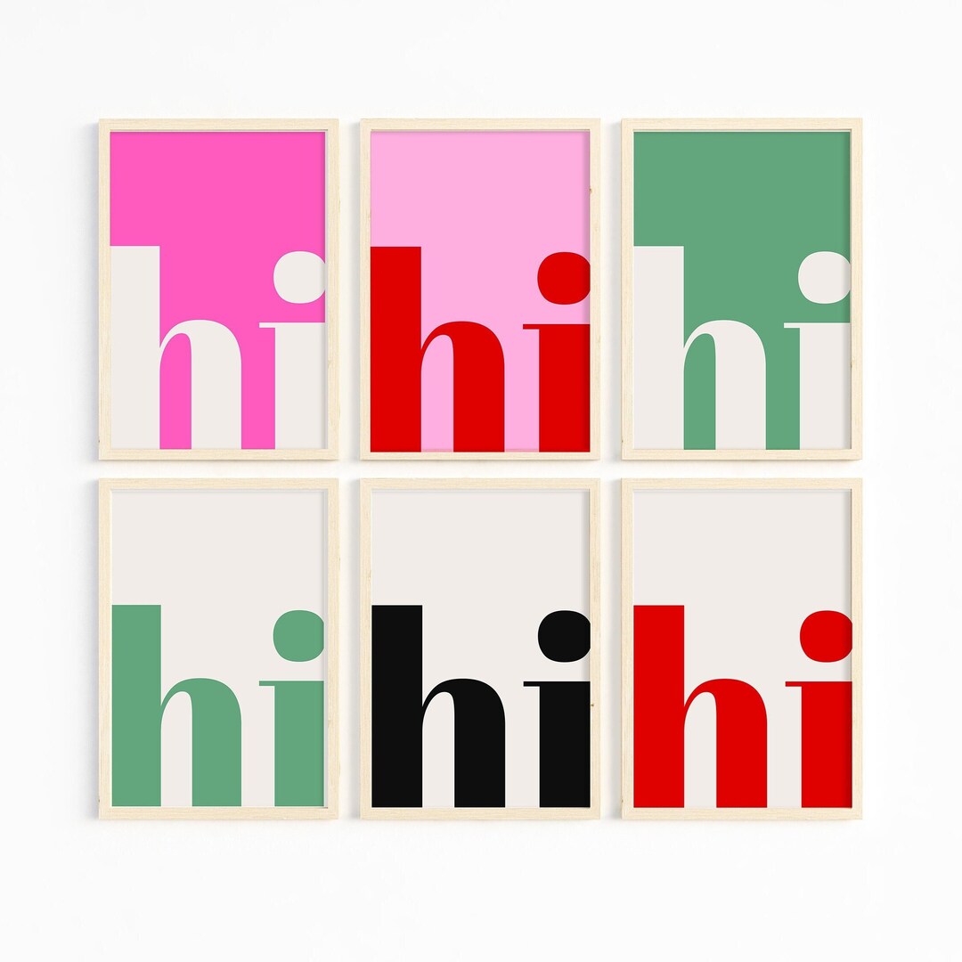 Hi Prints Hello Poster Hi Wall Art Modern Galley Wall Scandi Style ...