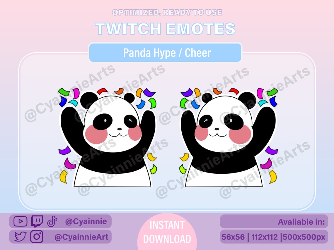 Twitch Hype Cheer Emote | Cute Kawaii Twitch Emote | Cute Panda Emote ...