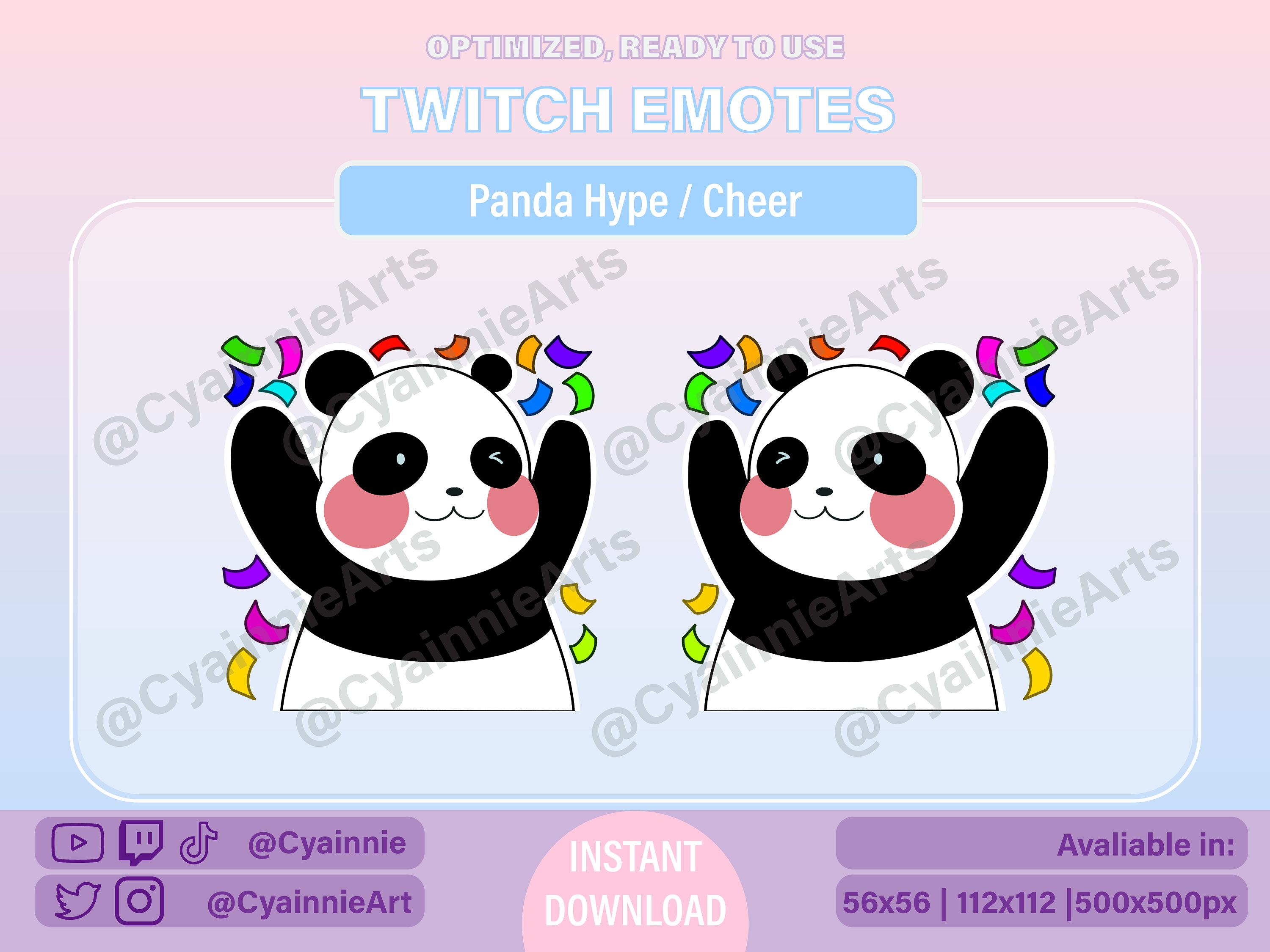 Twitch Hype Cheer Emote | Cute Kawaii Twitch Emote | Cute Panda Emote ...