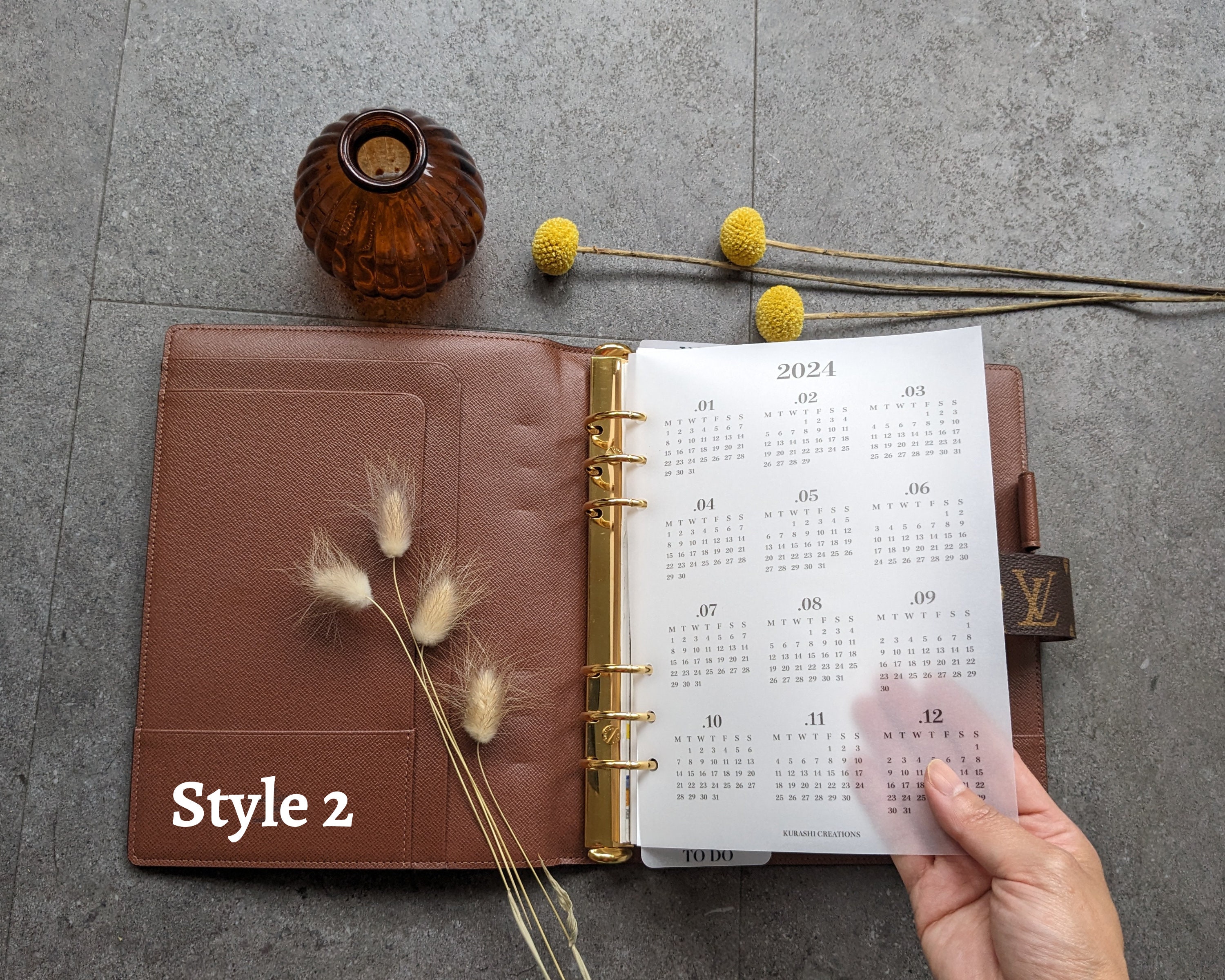 Yearly Calendar for Planners and Journals, Vellum Matte Transparent, A5 ...