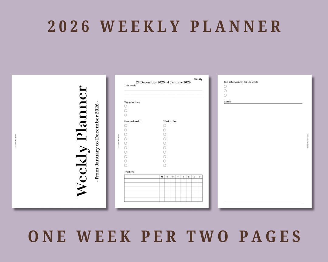 PRINTED 2026 Weekly Planner Inserts: A5, Personal Wide, Hbxwa5, FCC ...