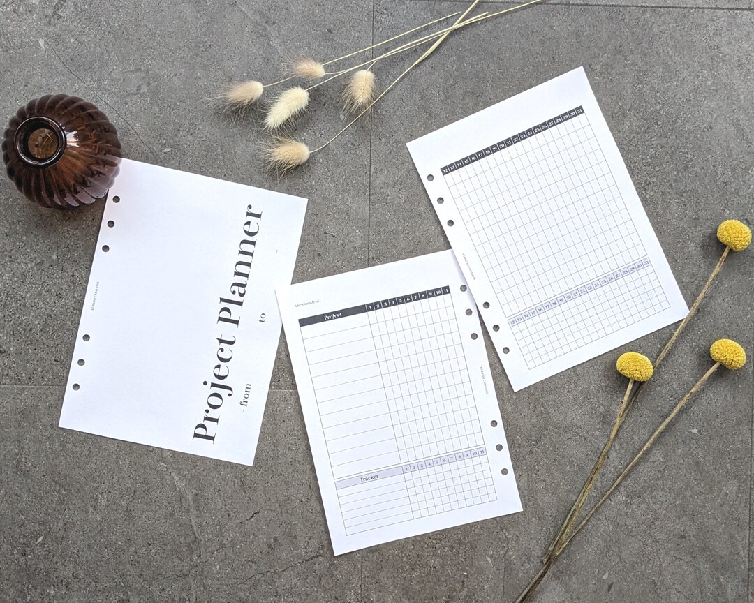 PRINTED Monthly Project Planner in A5 Size for Planners and Journals ...