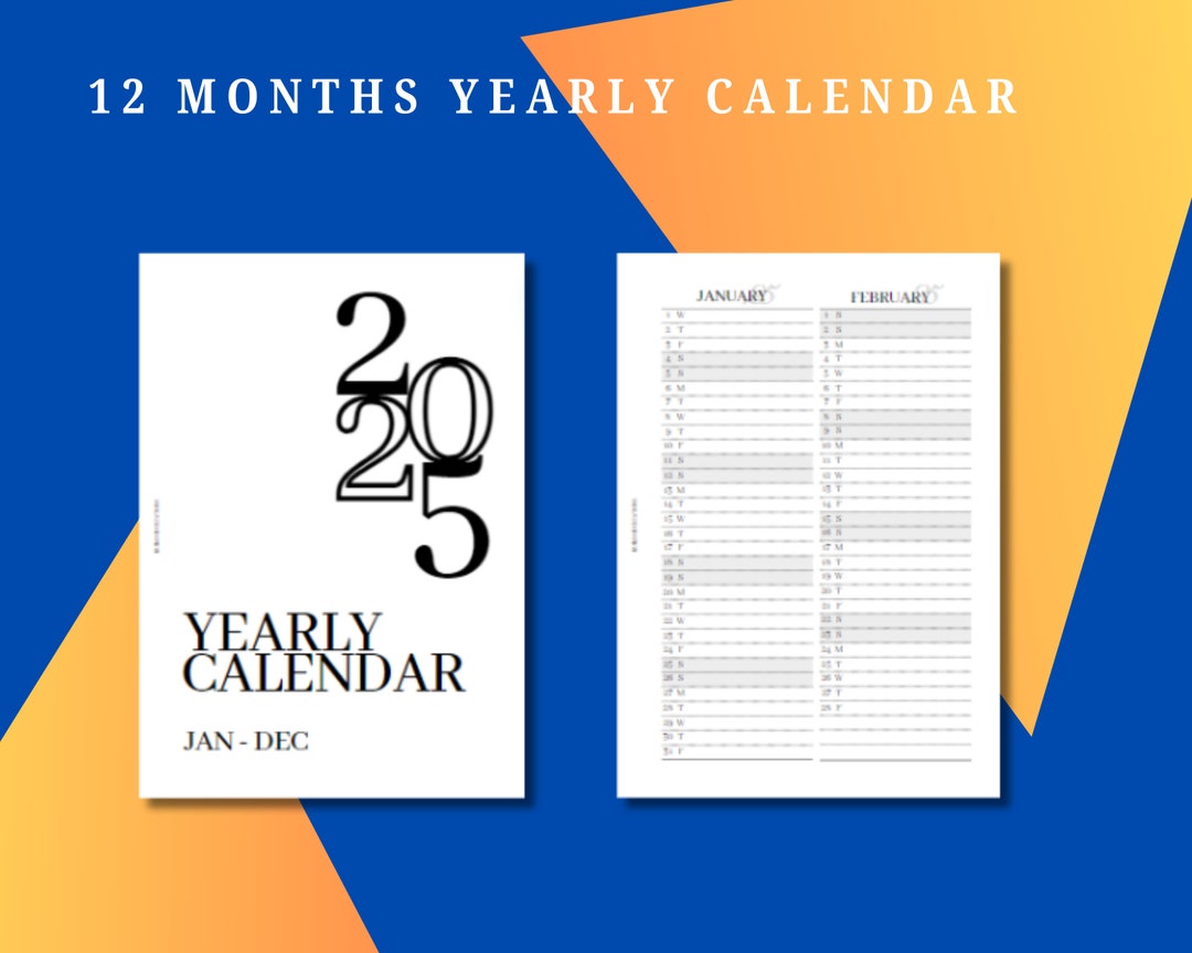 PRINTED Yearly Calendar Inserts in Franklin Classic, A5, Personal Wide ...