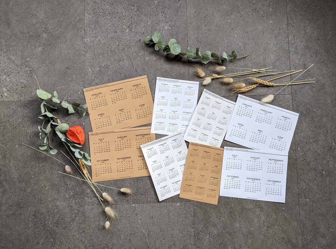 12 Months Yearly Calendar Sticker From January to December: Small ...