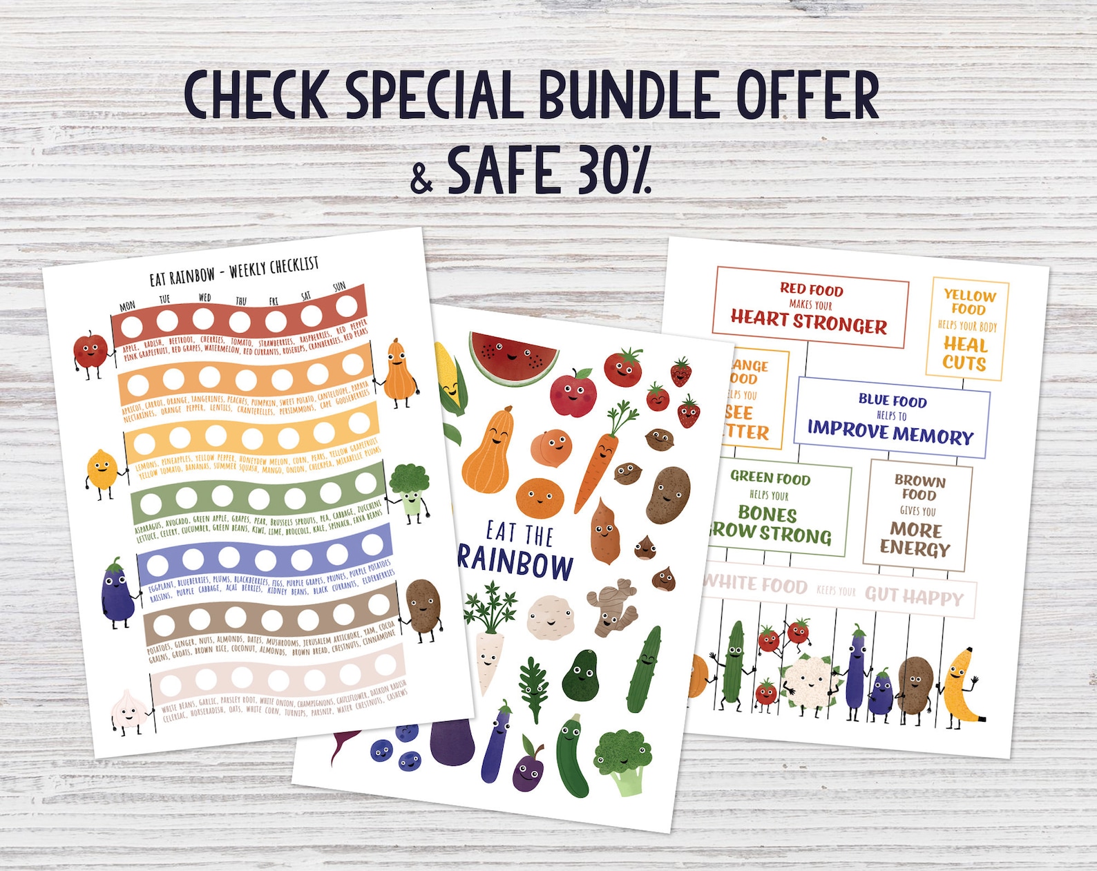 Eat Rainbow Weekly Checklist – Foods by Colors Chart – Children ...