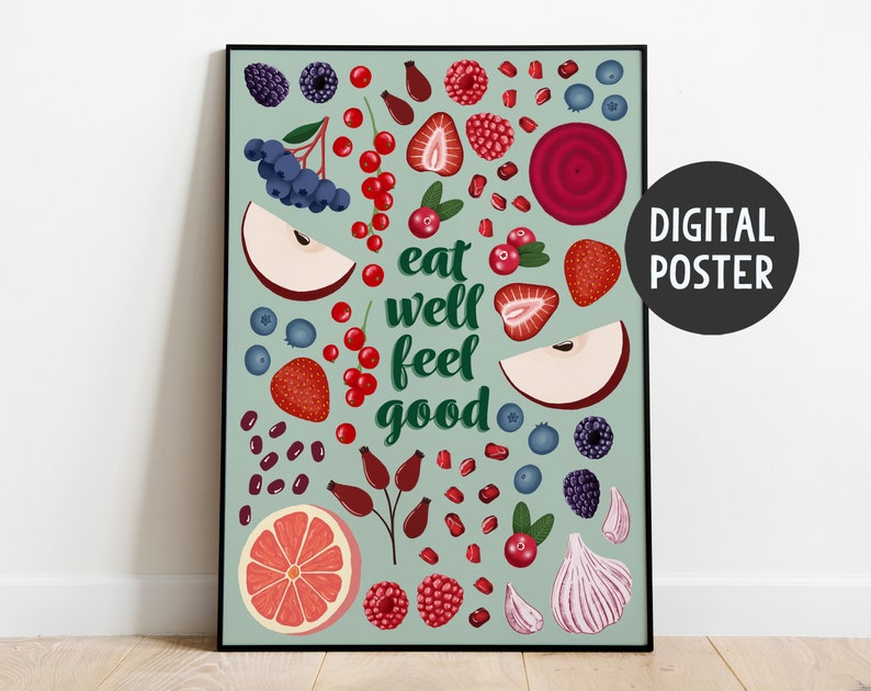 Eat Well Feel-good Healthy Food Poster – Natural Superfoods ...