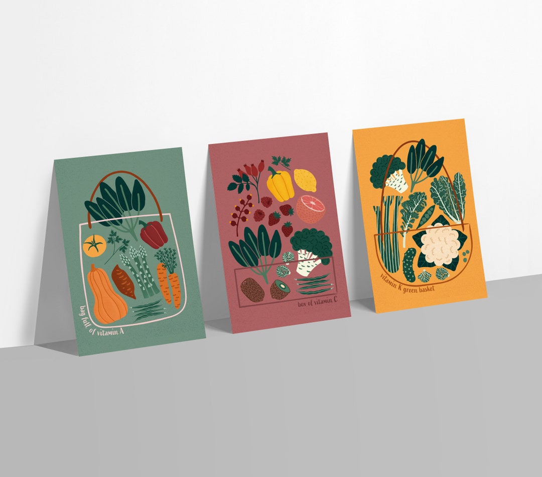 2+1 Fruits & Veggies Posters Bundle – Healthy Superfoods Wall Art ...