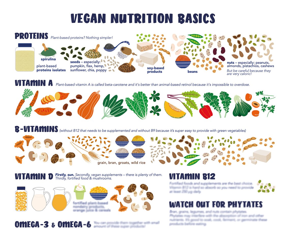 Vegan Nutrition Sources Poster Printable Wall Art Plant-based Diet ...