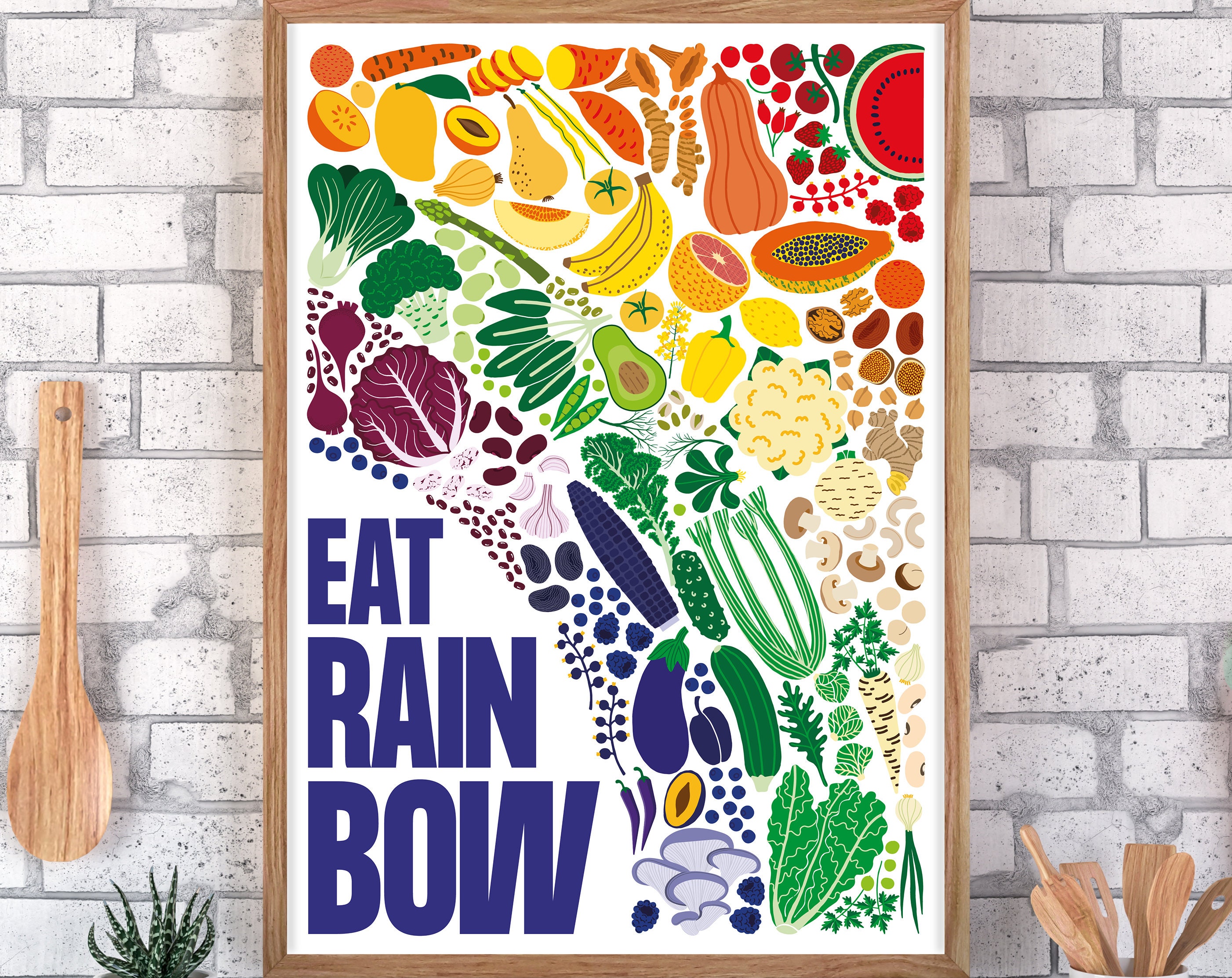 Eat Rainbow Poster Fruits & Vegetables, Winter, Spring, Vegetarian Wall ...