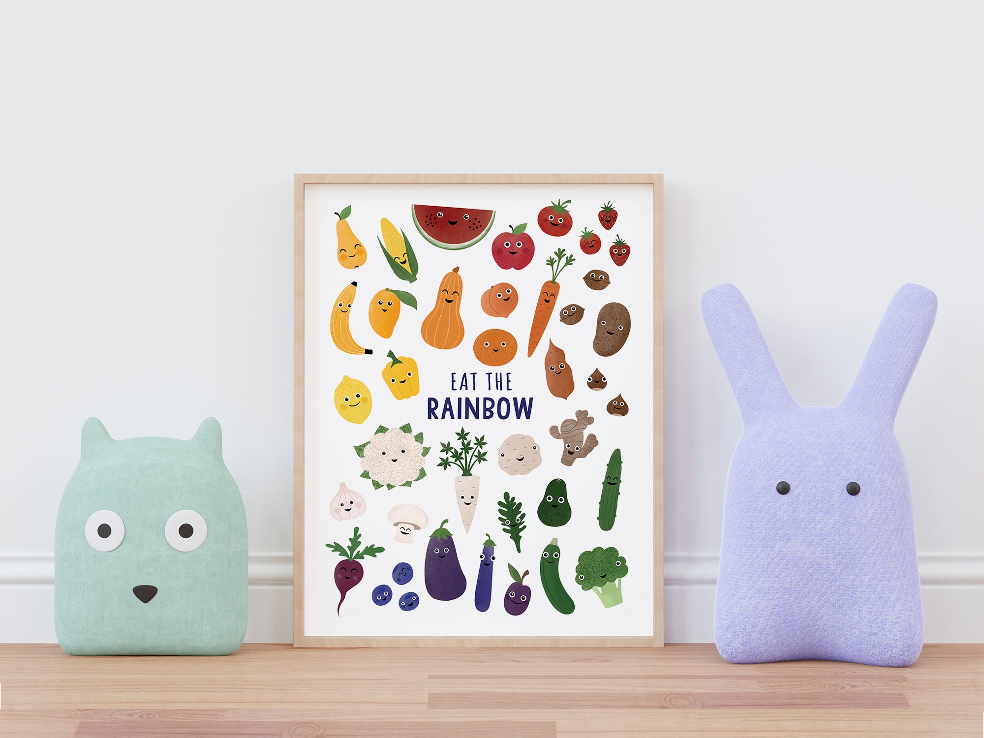Eat Rainbow Sweet Cartoons Poster – Healthy Eating Children Food Art ...