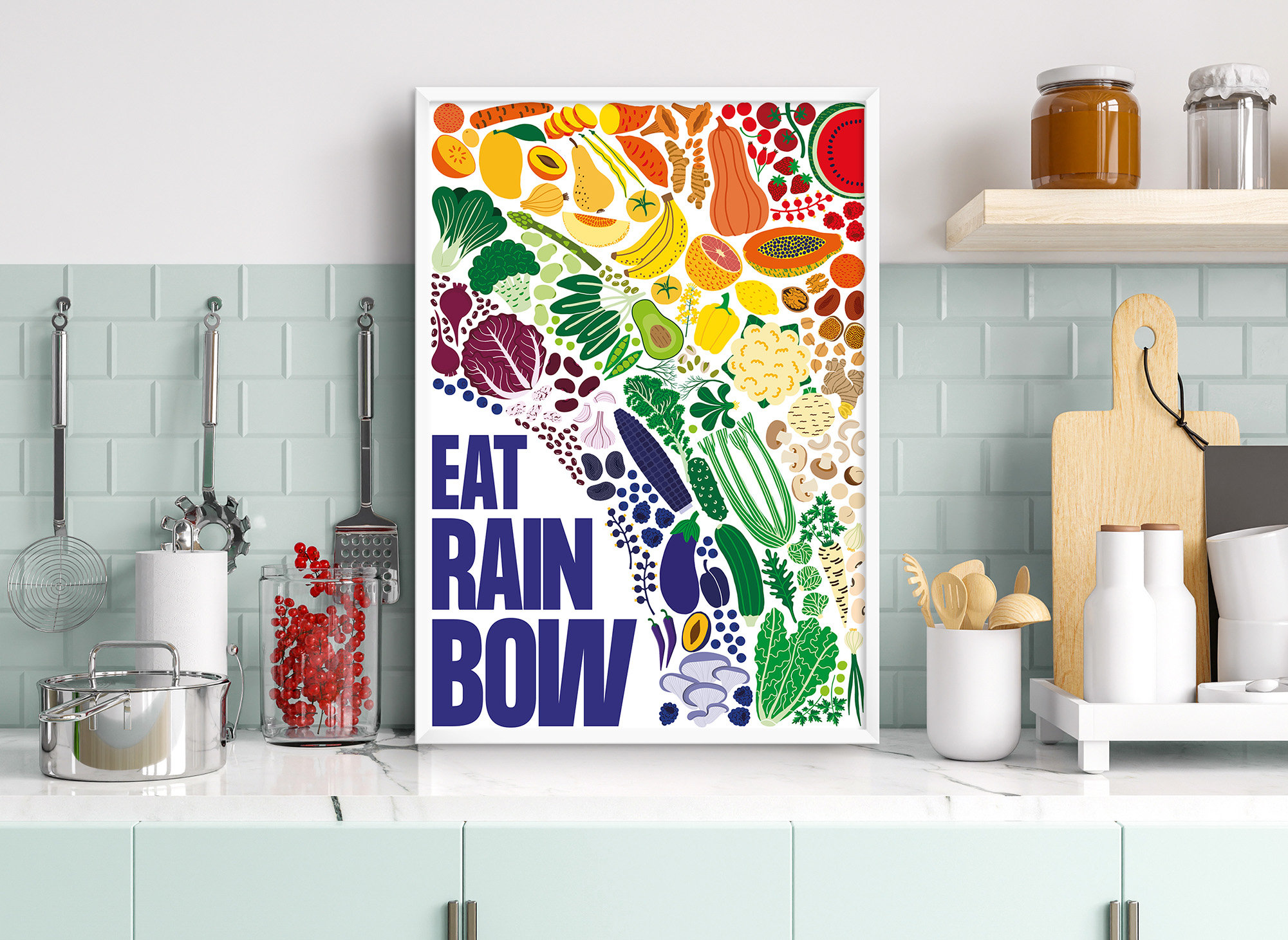 Eat Rainbow Poster Fruits & Vegetables, Winter, Spring, Vegetarian Wall ...