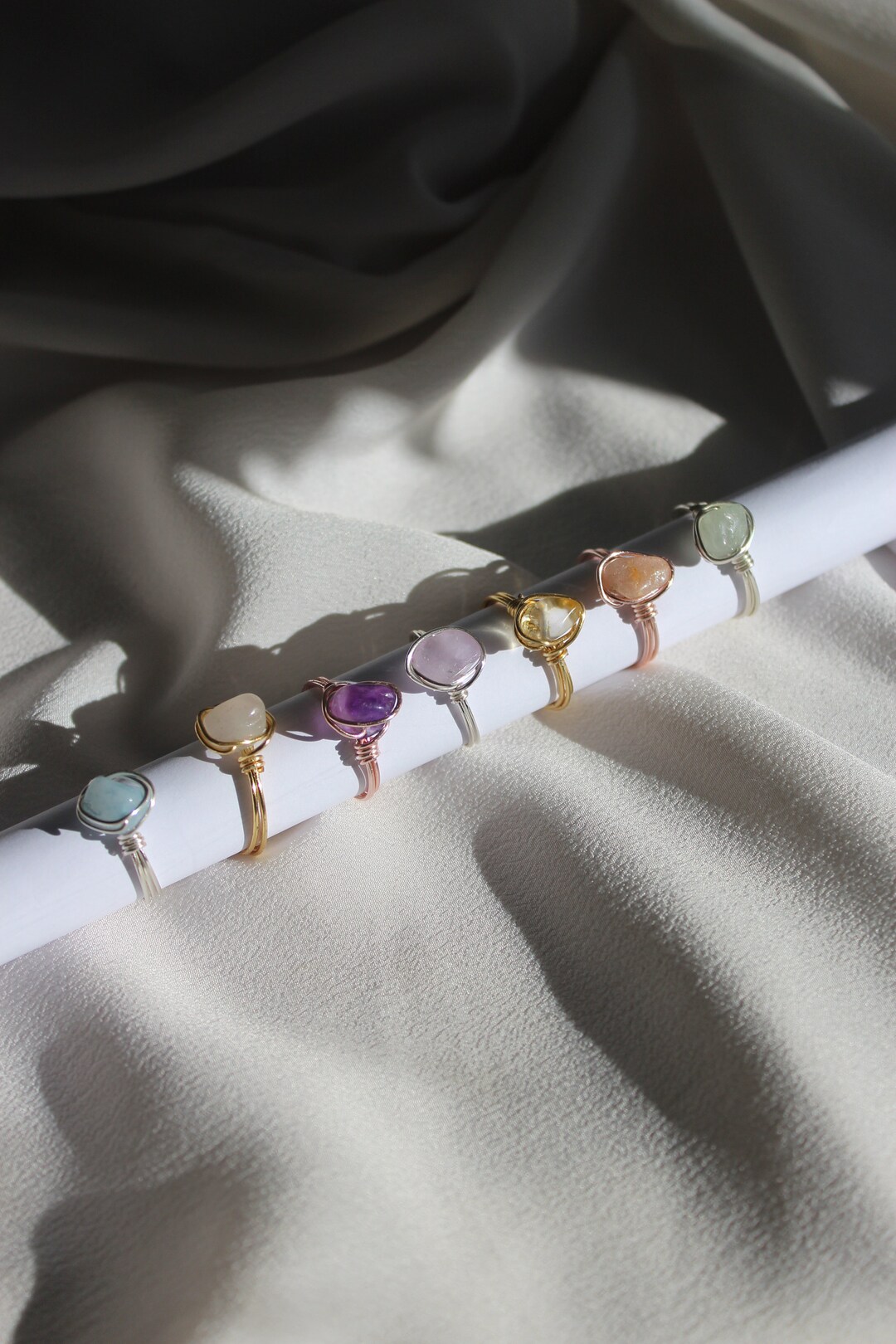 Plated Wire Wrapped Crystal Rings - Etsy