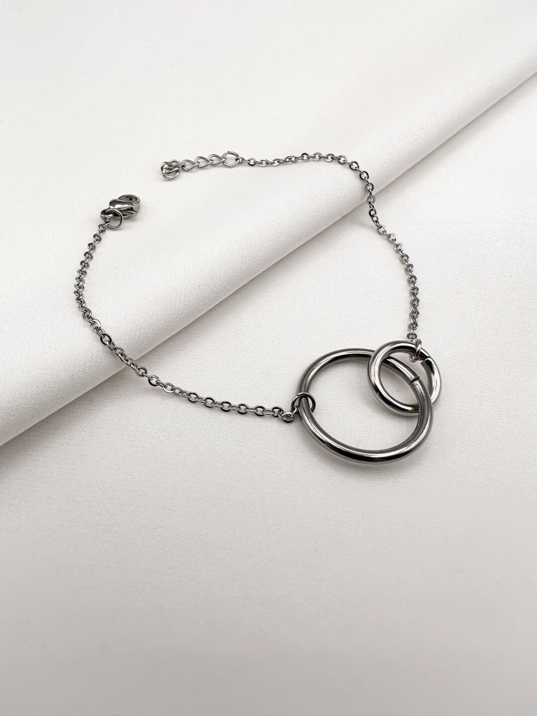 Stainless Steel Bracelet in Silver, Ring Bracelet, Women's Bracelet ...