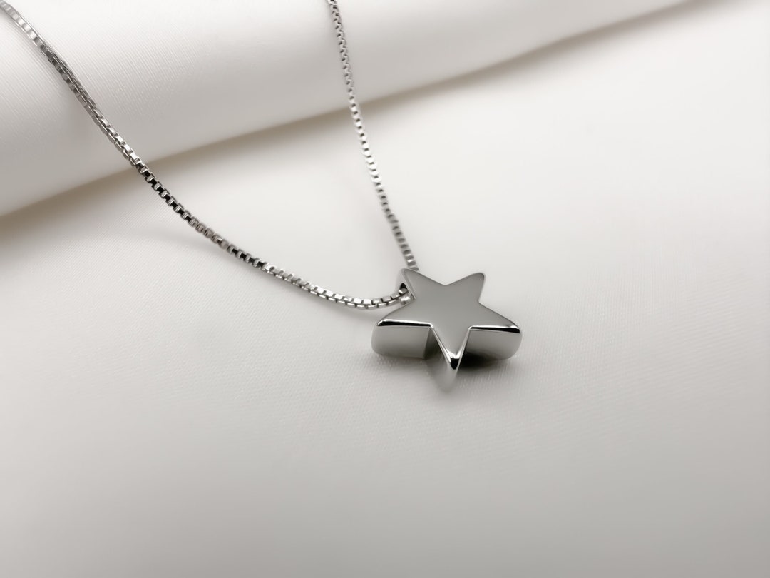 925 Silver Star Necklace, Chain With Star Pendant, Ladies Silver Chain ...