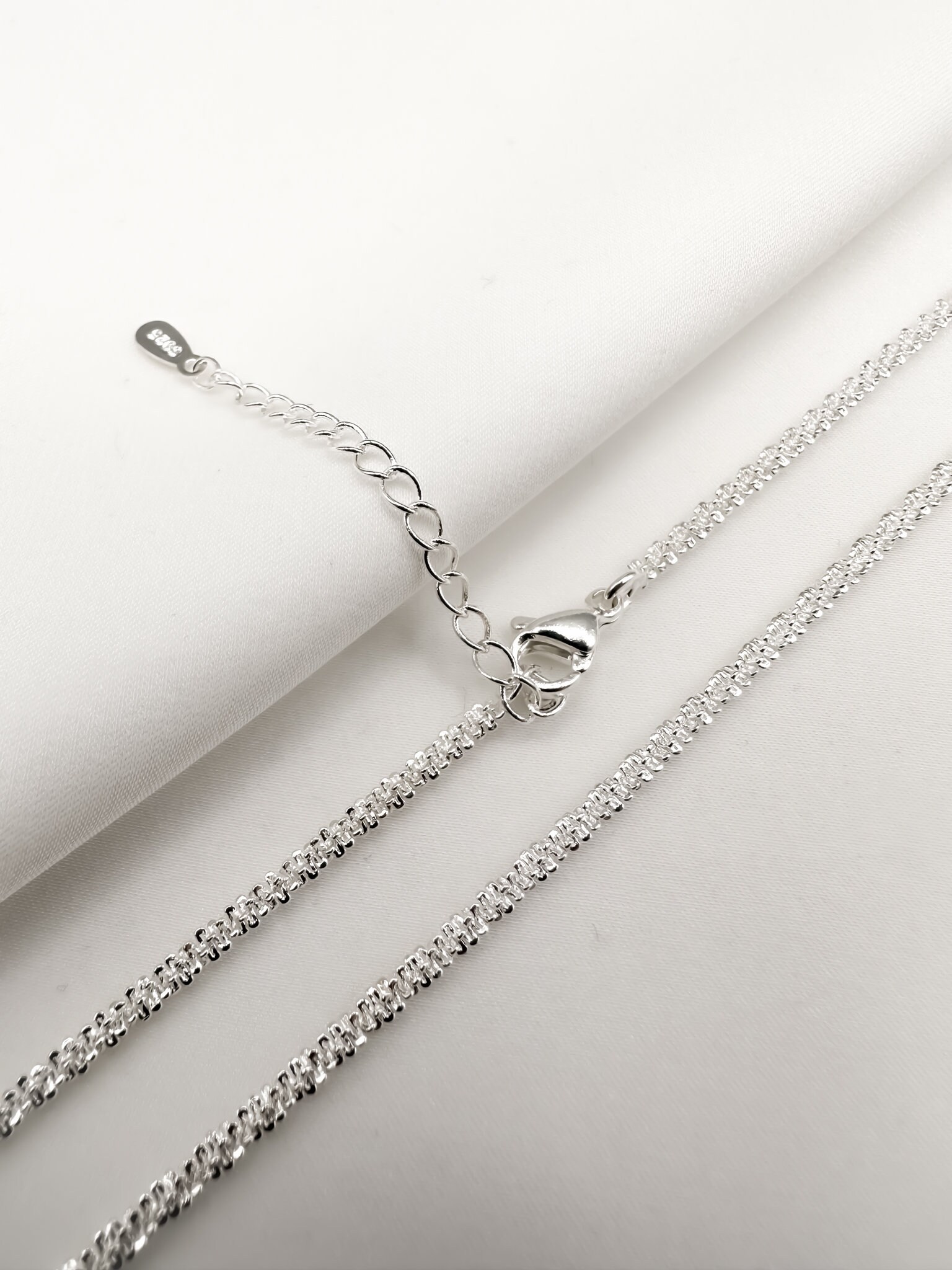 Funkelnde Halskette 925 Silber, funkelnd, Glitzer Halskette, 925 Sterling Silber, Damen Kette ...