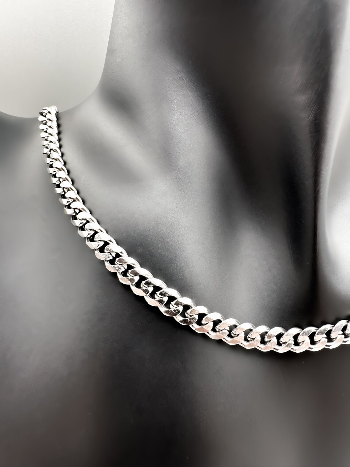 Cuban Necklace in Silver, Curb Chain, Link Chain, Stainless Steel Chain ...