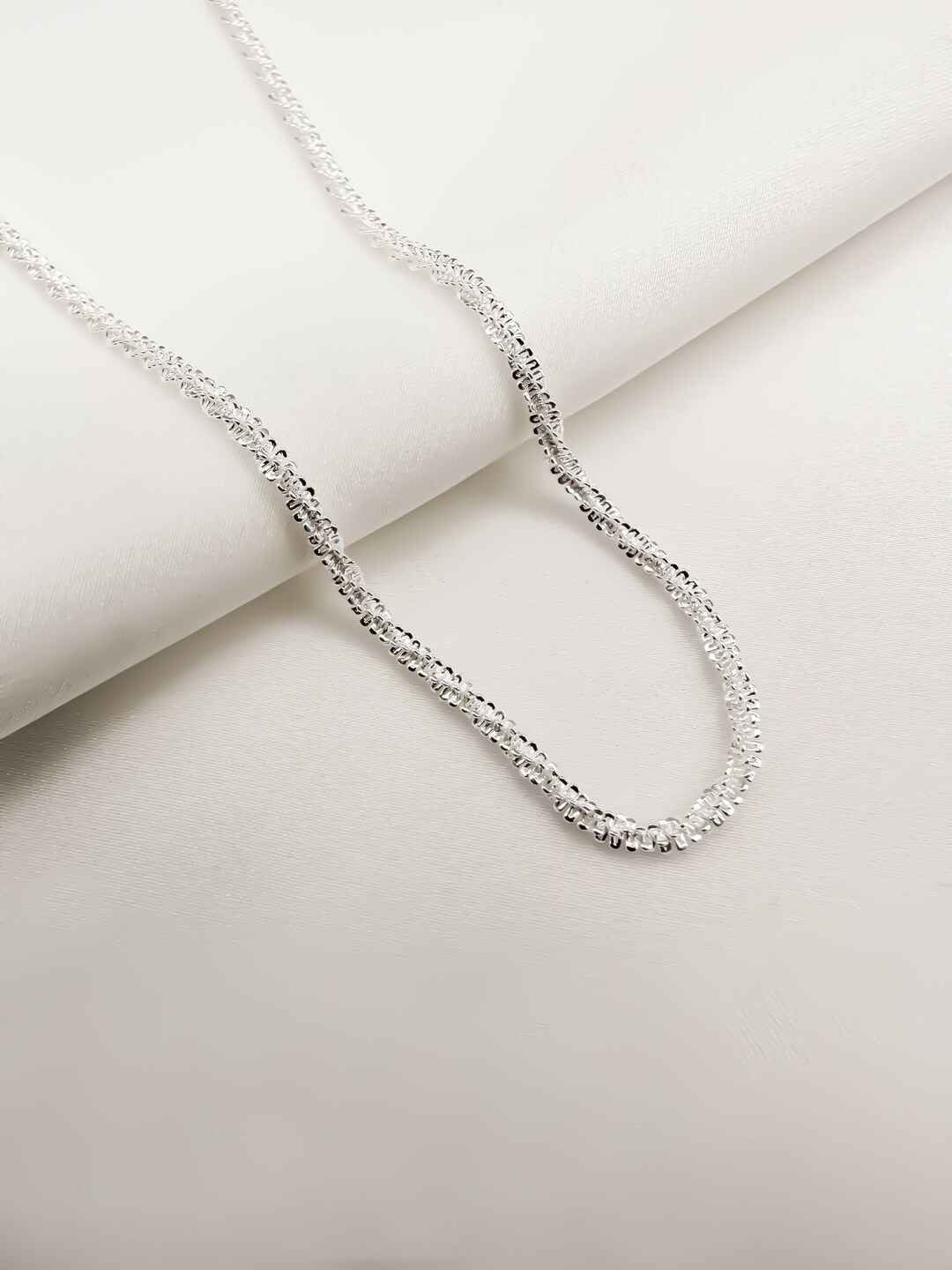 Funkelnde Halskette 925 Silber, funkelnd, Glitzer Halskette, 925 Sterling Silber, Damen Kette ...