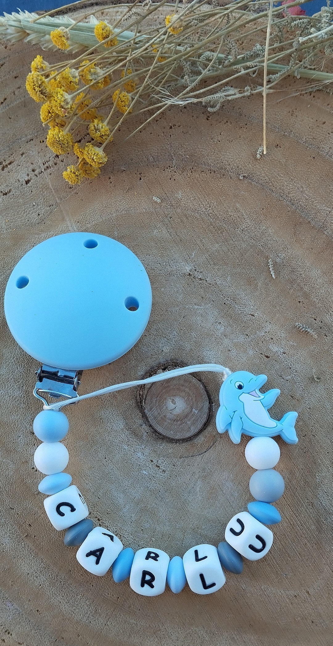 Personalized Silicone Dolphin Pacifier Clip - Etsy