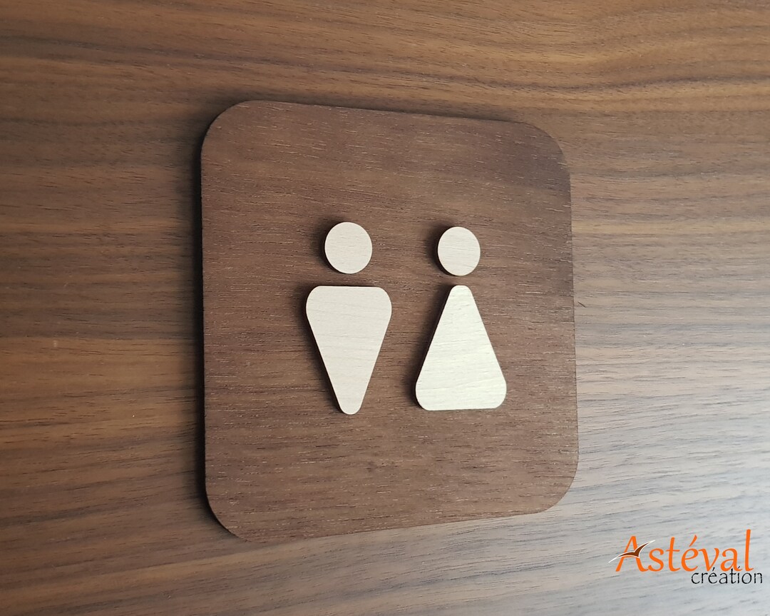 Unisex Wooden Toilet Sign, Modern Toilet Signage, Square Design ...