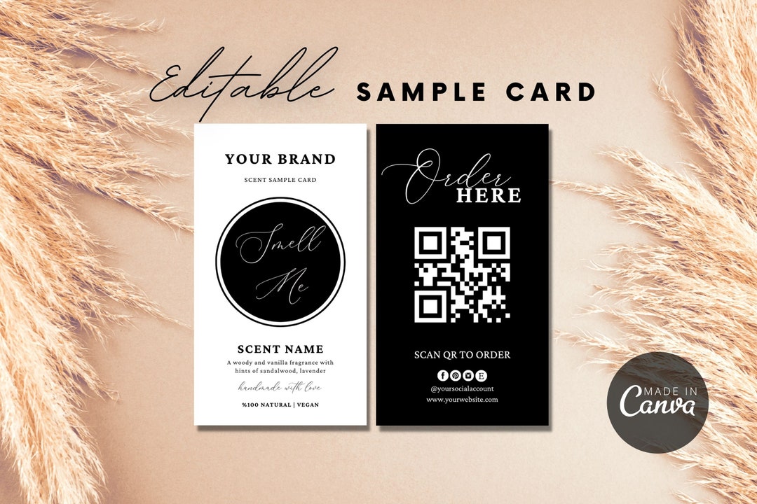 Candle Scent Card Template, Editable Fragrance Tester Card , Printable ...