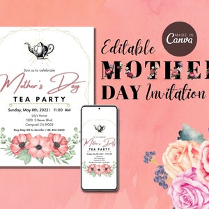 Printable Mother's Day Tea Party Invitation Editable - Etsy