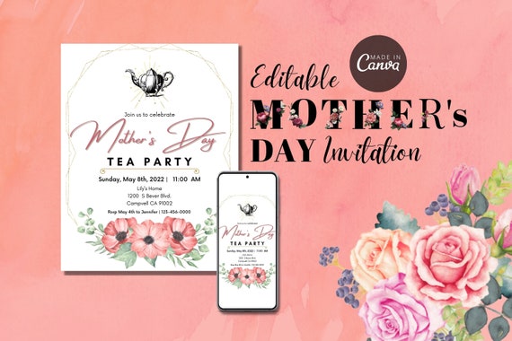 Printable Mother's Day Tea Party Invitation Editable - Etsy