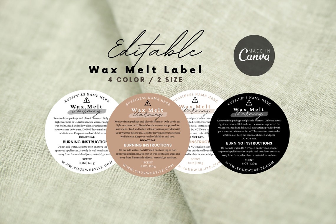 Editable Wax Melt Warning Label, Custom Printable Wax Melt Care ...