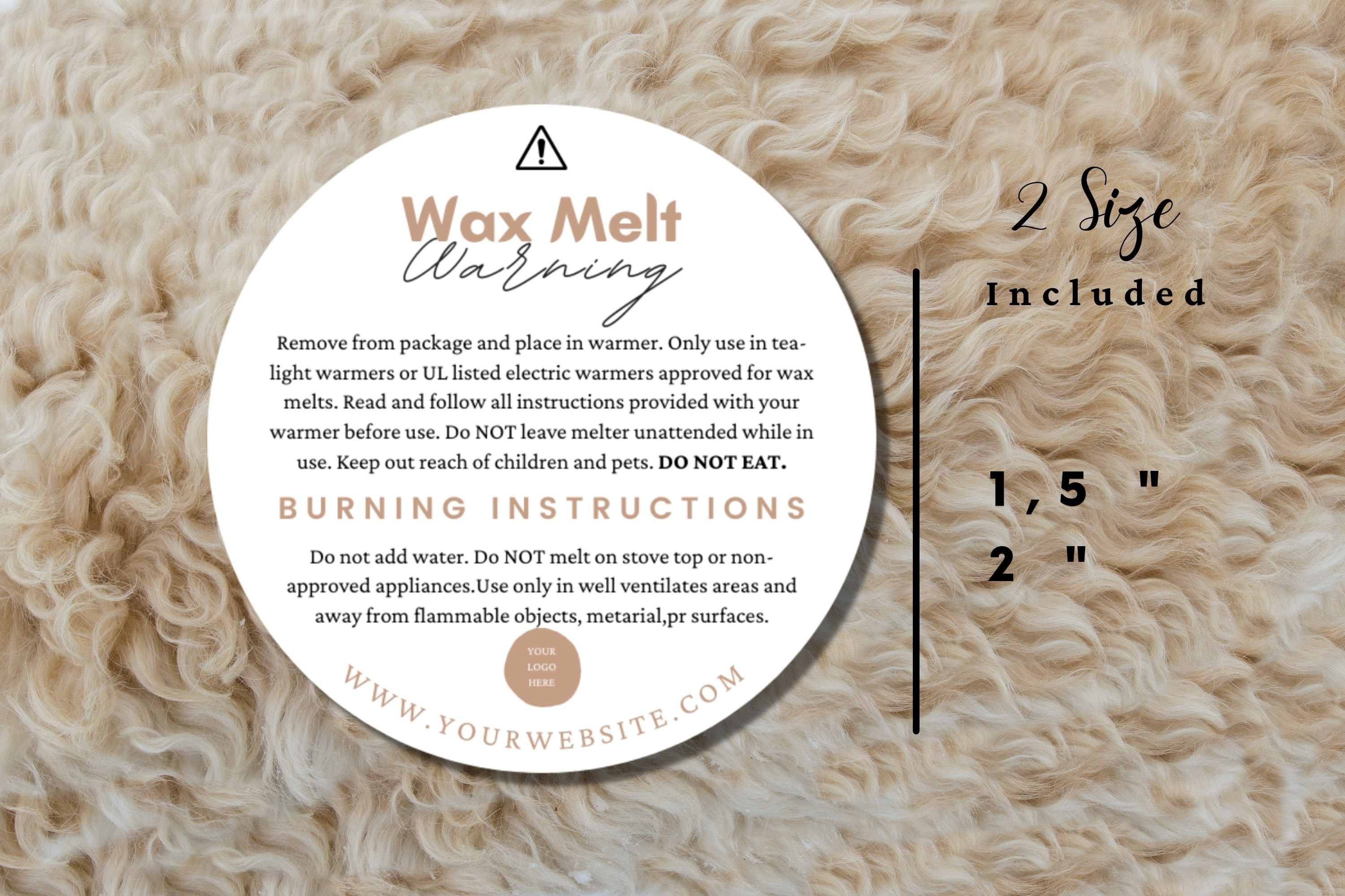 Editable Wax Melt Warning Label, Custom Printable Wax Melt Care ...