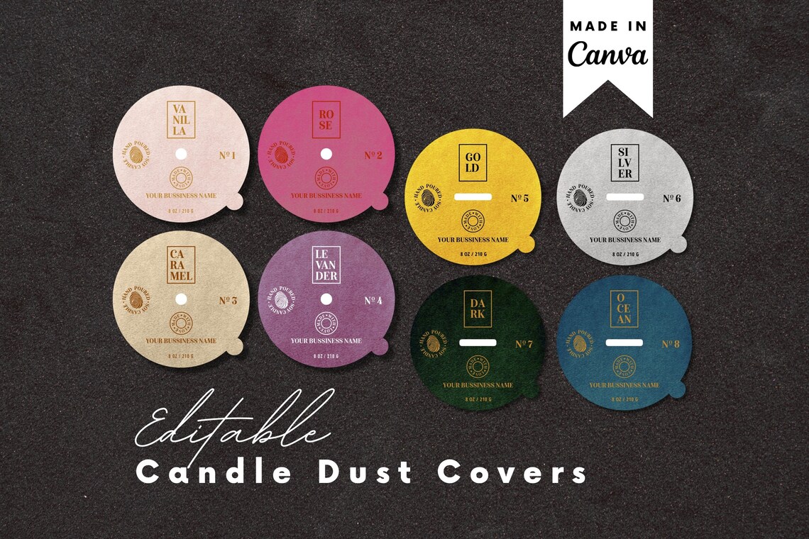 Minimalist Candle Dust Covers Template, Editable Dust Cover Design ...