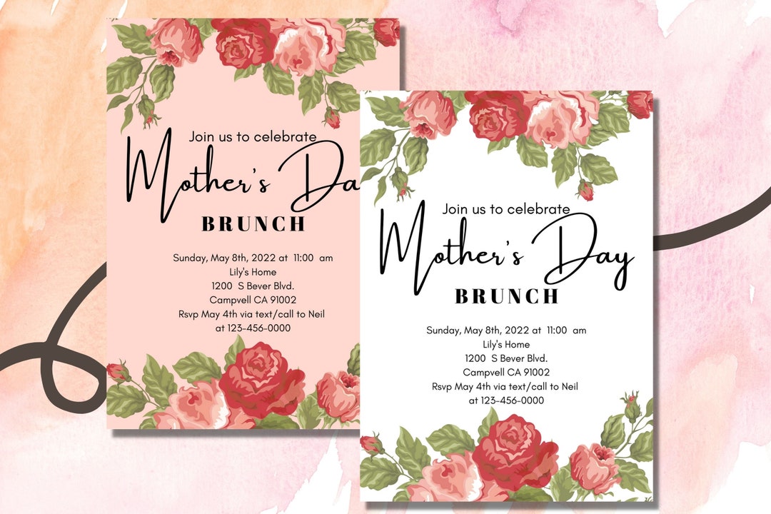 Mothers Day Editable Brunch Invitation, Mother's Day Tea Party Invite ...